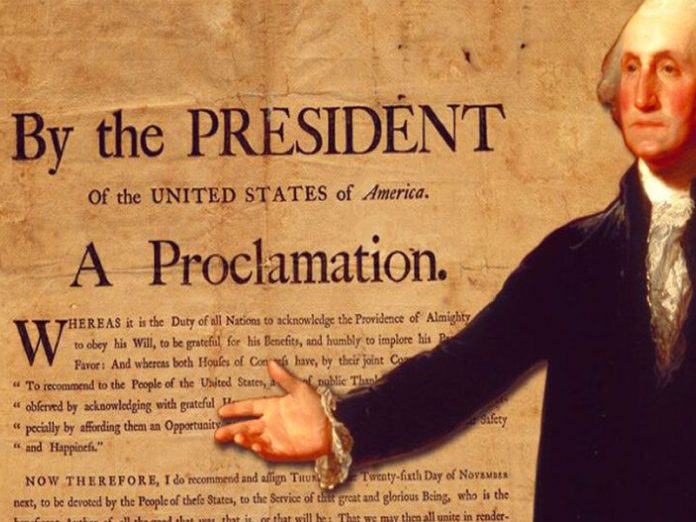 Washington's first Thanksgiving proclamation